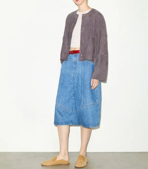 Max & Co. Suede Collarless Cropped Jacket