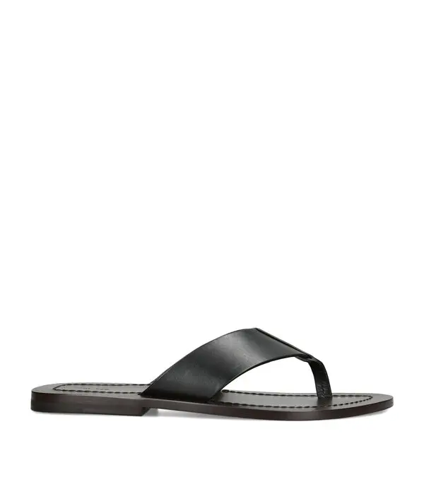 THE ROW Dan Leather Flip Flops - Black