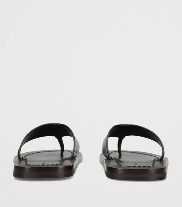 THE ROW Dan Leather Flip Flops - Black