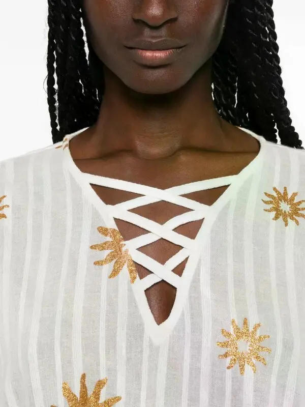 Sundress Lavande Sun-print Lace-up Kaftan