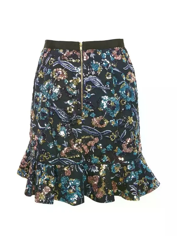 SELF-PORTRAIT Sequin Embellished Ruffled Mini Skirt