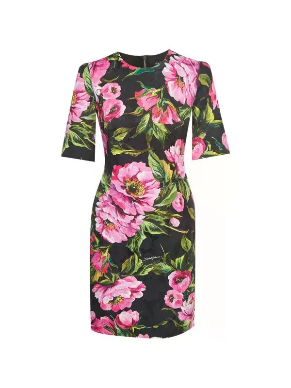Dolce & Gabbana Jacquard Floral Print Midi Dress