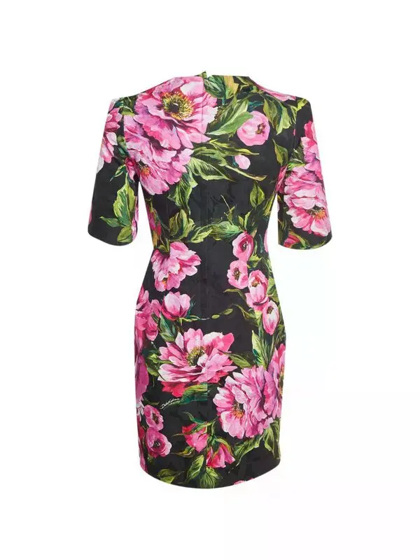 Dolce & Gabbana Jacquard Floral Print Midi Dress