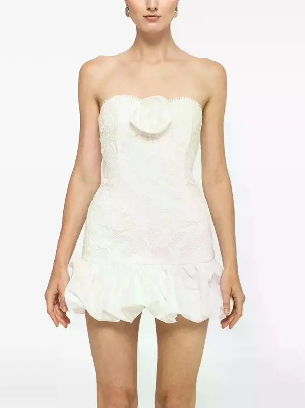 NISSA Strapless Mini Lace Dress - White