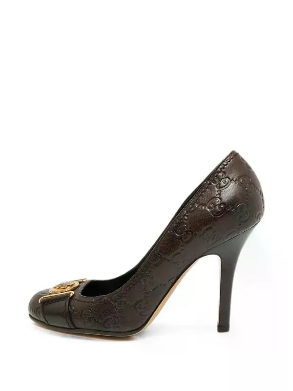 Gucci Hysteria Gg Monogram Heeled Pumps - Brown