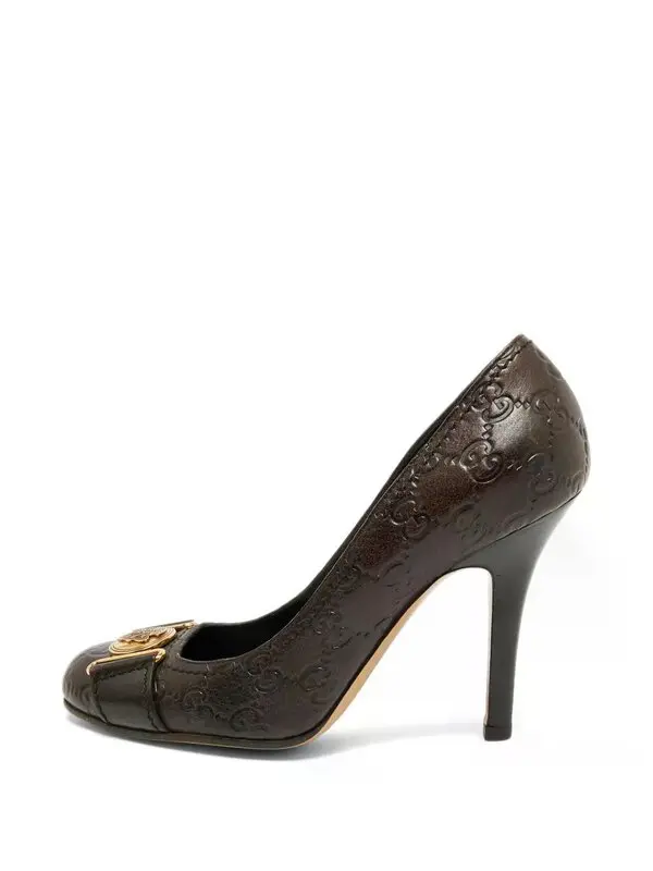 Gucci Hysteria Gg Monogram Heeled Pumps - Brown