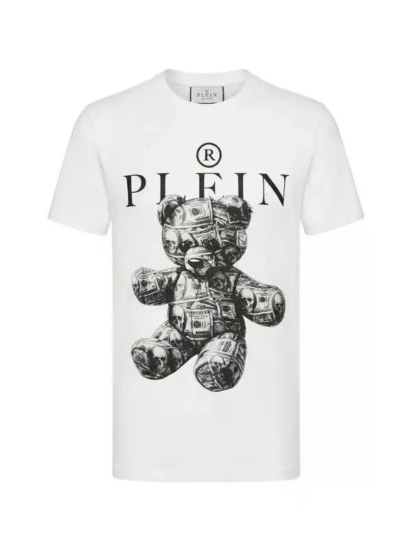 Philipp Plein Jersey T-shirt Skull Teddy Dollar - White