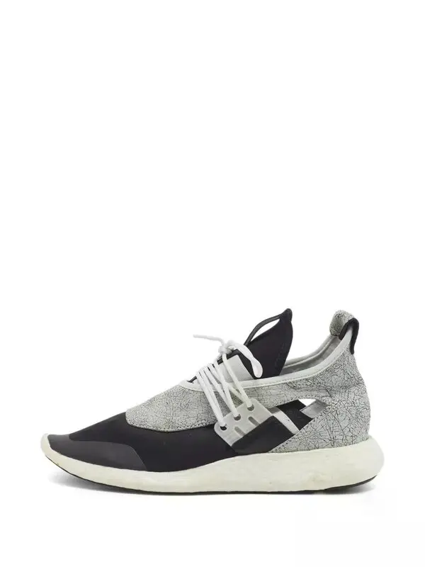 Y3 Elle Run Lace-up Cracked-leather Sneakers