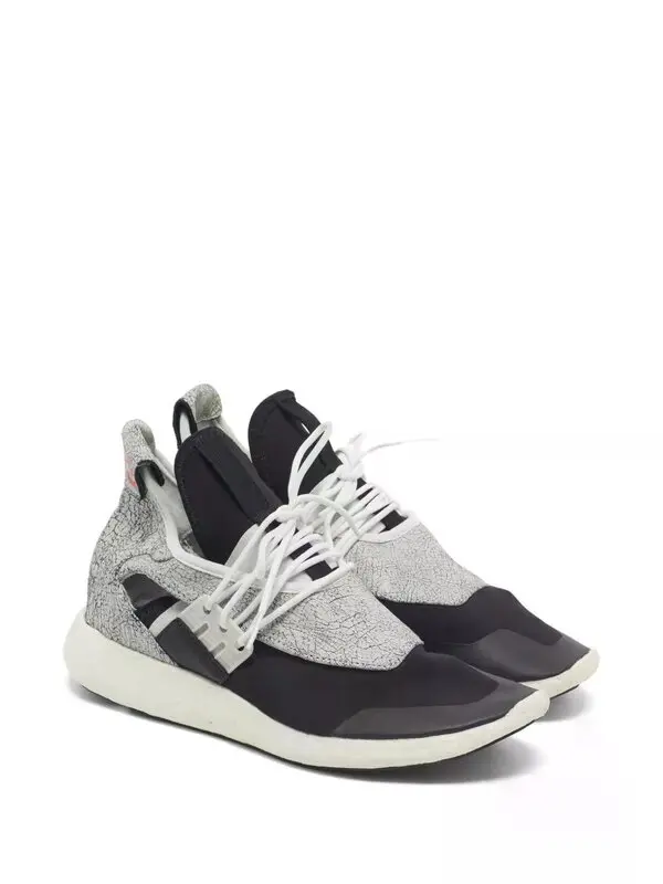 Y3 Elle Run Lace-up Cracked-leather Sneakers