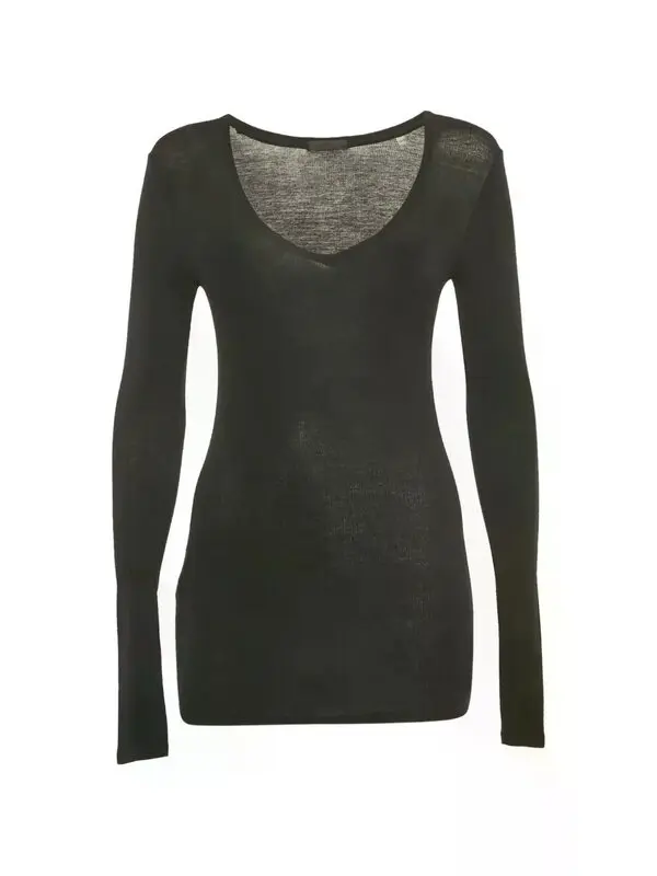 ATM Anthony Thomas Melillo Long Sleeve Knitted V-neck Sweater - Black
