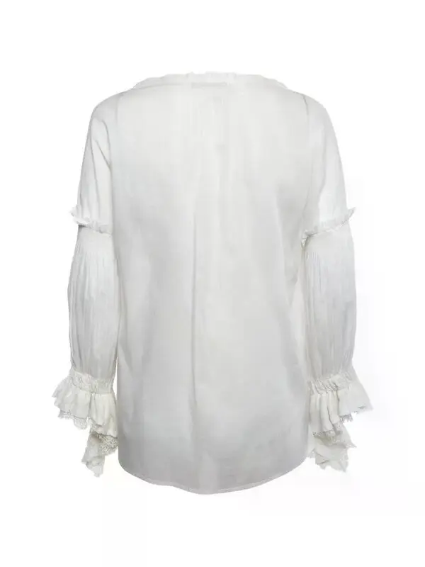Roberto Cavalli Smocked Ruffled Blouse
