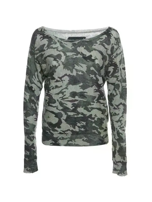 Zadig&Voltaire Camouflage-print Long-sleeve Cashmere Jumper - Grey