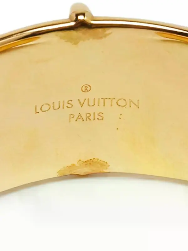 LOUIS VUITTON Monogram Canvas Engraved Logo Open Cuff Bracelet