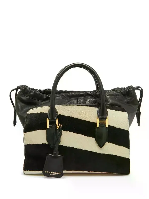 Burberry Dinton Zebra-print Tote Bag - Black