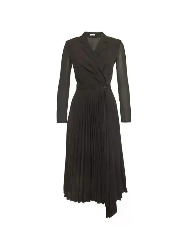 Sandro Plissé Wrap-style Midi Dress - Black