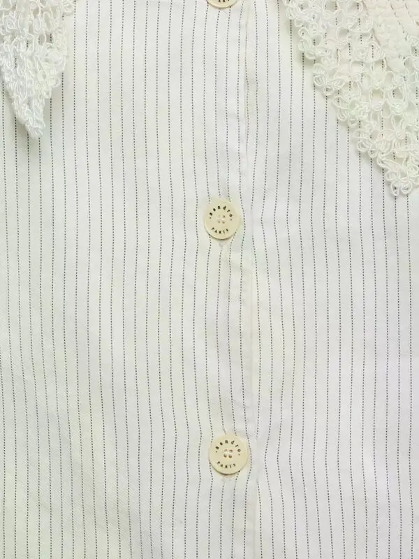 Sandro Striped Crochet Collar Shirt