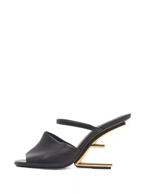 Fendi Sculptural Heel Leather Sandals - Black