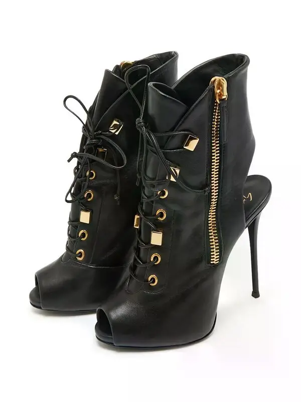 GIUSEPPE ZANOTTI Cut-out Lace-up Stiletto Ankle Boots - Black