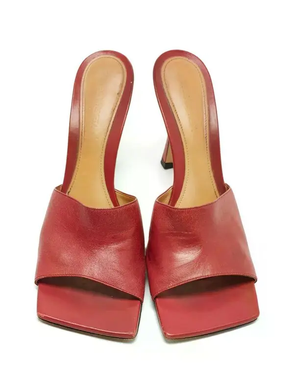 Bottega Veneta Square Toe Stiletto Sandals - Red