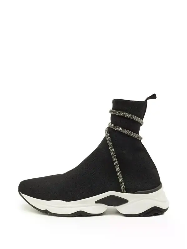 Rene Caovilla Cleo Crystal-embellished High-top Sneakers - Black