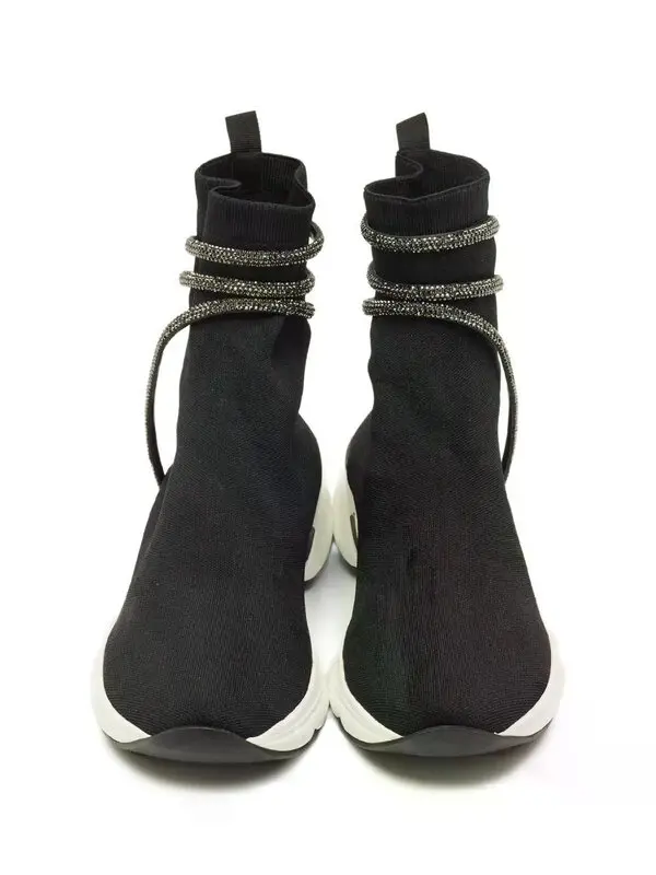 Rene Caovilla Cleo Crystal-embellished High-top Sneakers - Black