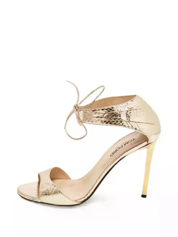 TOM FORD Python-embossed Ankle-strap Sandals - Gold