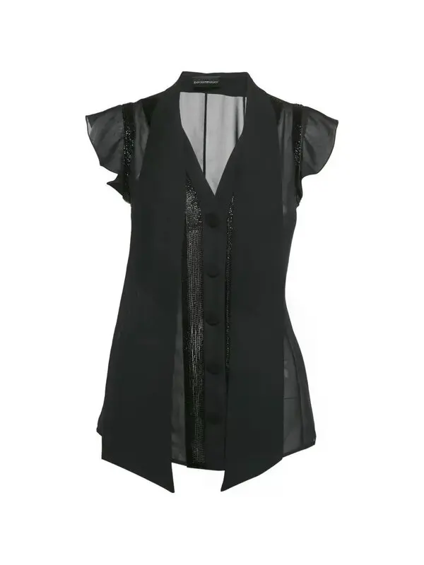 Emporio Armani Beaded Semi-sheer Shirt - Black