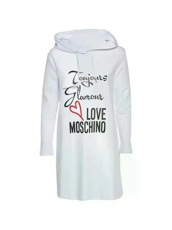 Moschino Logo Print Hoodie Dress - White