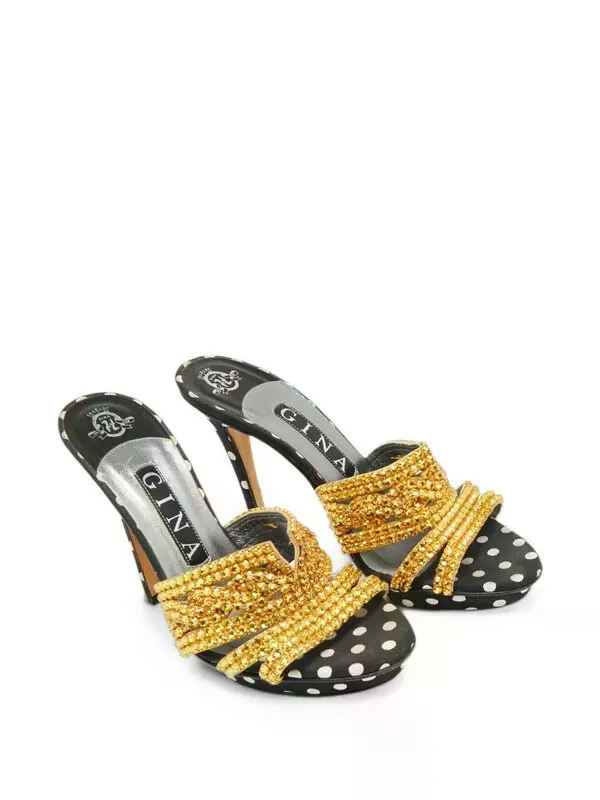 GINA Crystal-embellished Polka-dot Sandals