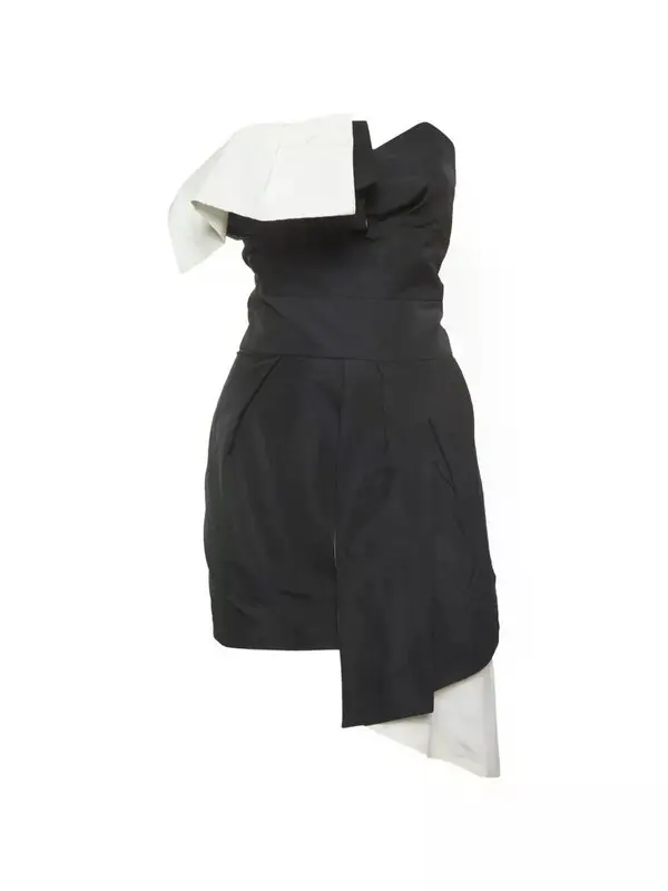 Alexandre Vauthier Asymmetrical Pleated Mini Dress - Black