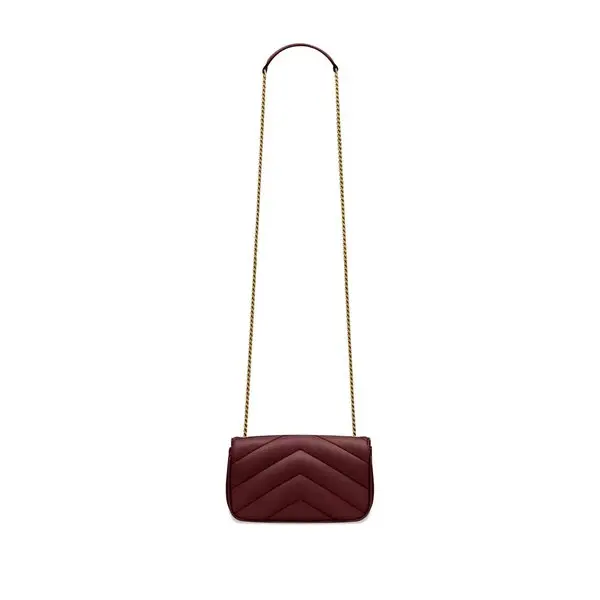 Saint Laurent Chevron Quilted Lambskin Shoulder Bag - Red