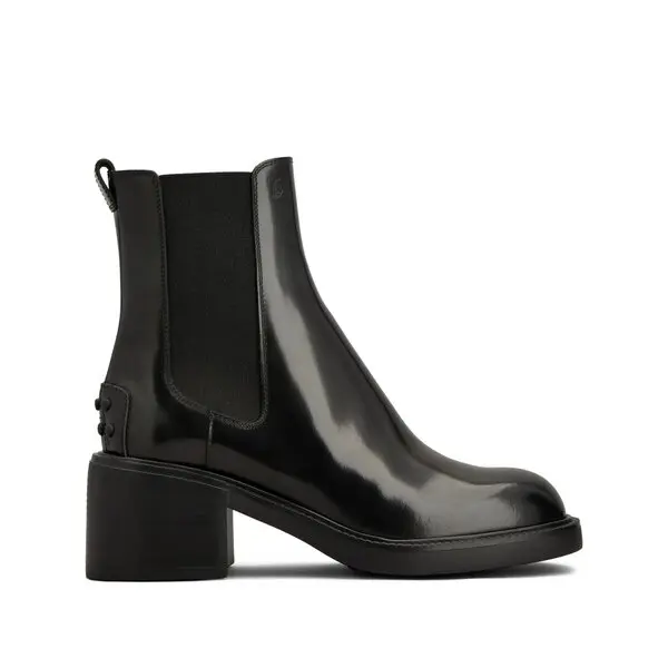 TOD'S Leather Chelsea Boots With Block Heel - Black
