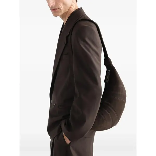LEMAIRE Chocolate Coated Cotton Blend Shoulder Bag With Knot Detailing