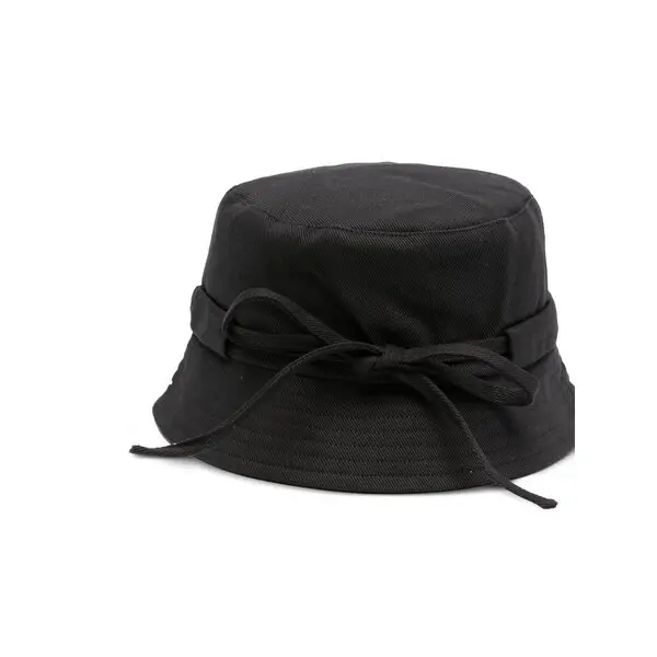 Jacquemus Cotton Bucket Hat With Silver-tone Logo - Black