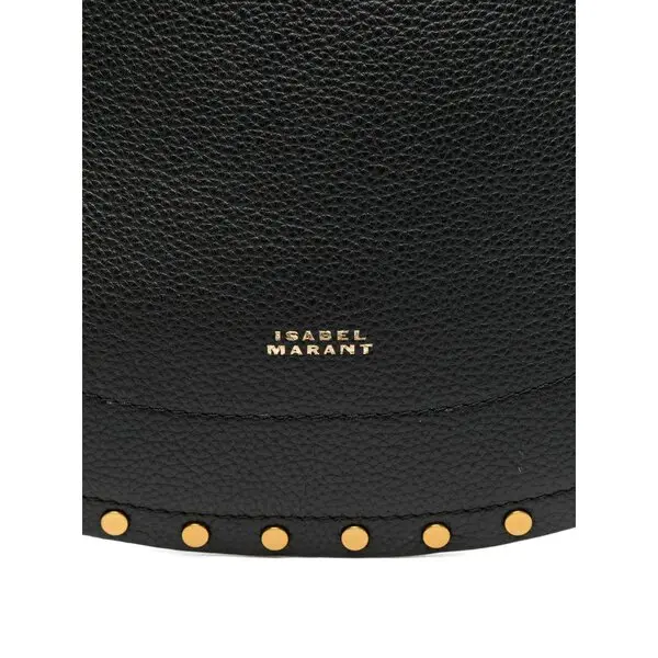 Isabel Marant Étoile Calf Leather Satchel With Gold-tone Studs - Black