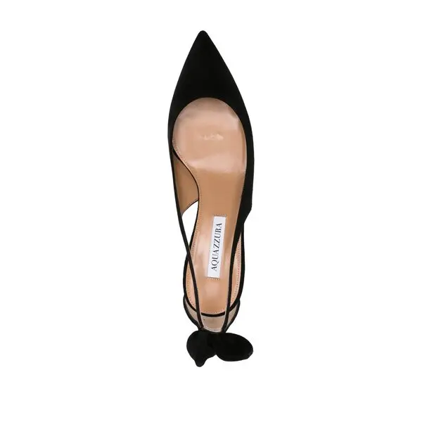 AQUAZZURA Suede Bow Detail Stiletto Pumps - Black