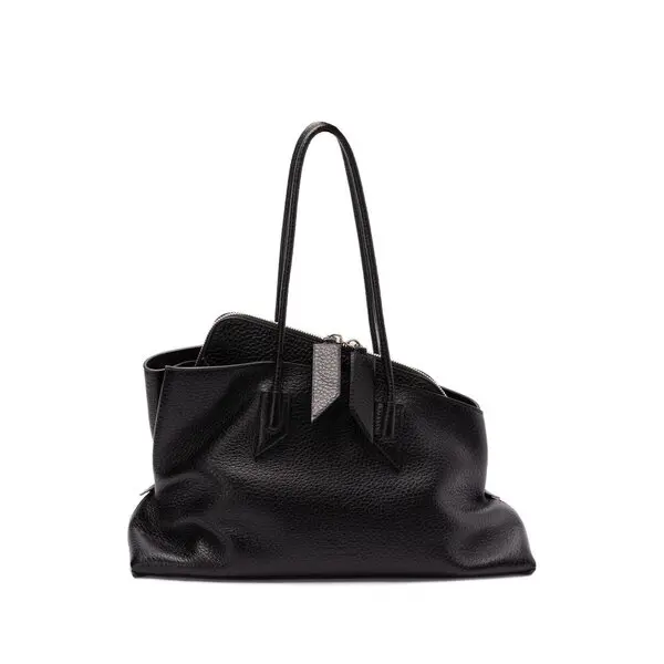 Attico Grained Leather Shoulder Bag - Black