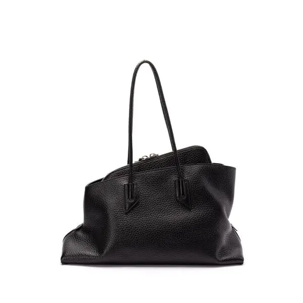 Attico Grained Leather Shoulder Bag - Black