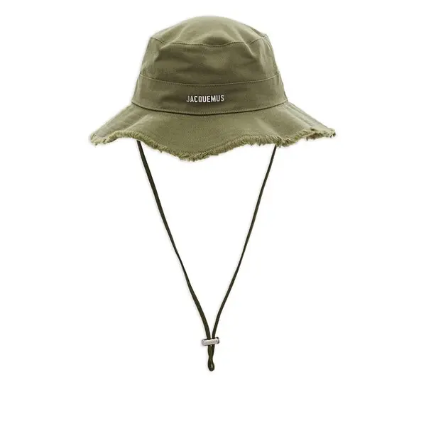 Jacquemus Bucket Hat With Frayed Edge - Green