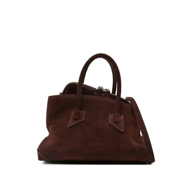 Attico Suede Tote Bag With Logo Detail - Brown