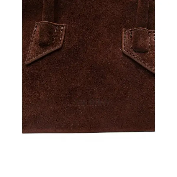 Attico Suede Tote Bag With Logo Detail - Brown