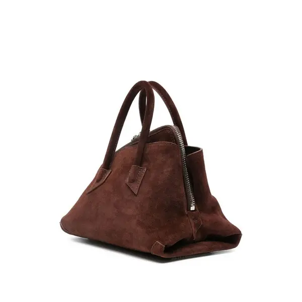 Attico Suede Tote Bag With Logo Detail - Brown
