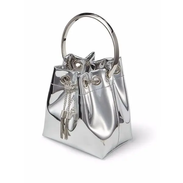 JIMMY CHOO Metallic Bucket Bag - Silver