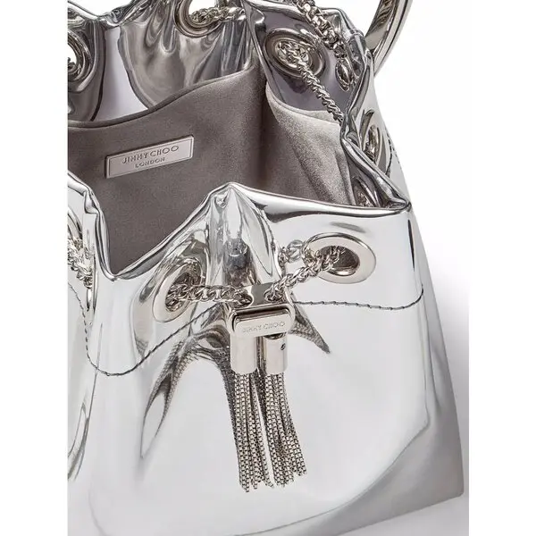 JIMMY CHOO Metallic Bucket Bag - Silver