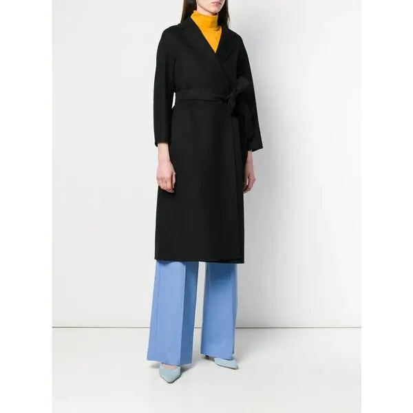 Max Mara Belted Wool Duster Coat - Black