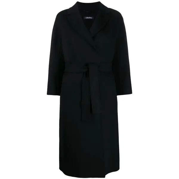 Max Mara Belted Wool Duster Coat - Black