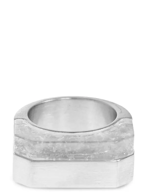 Rick Owens Double Crystal Hollywood Ring In Palladium - Silver