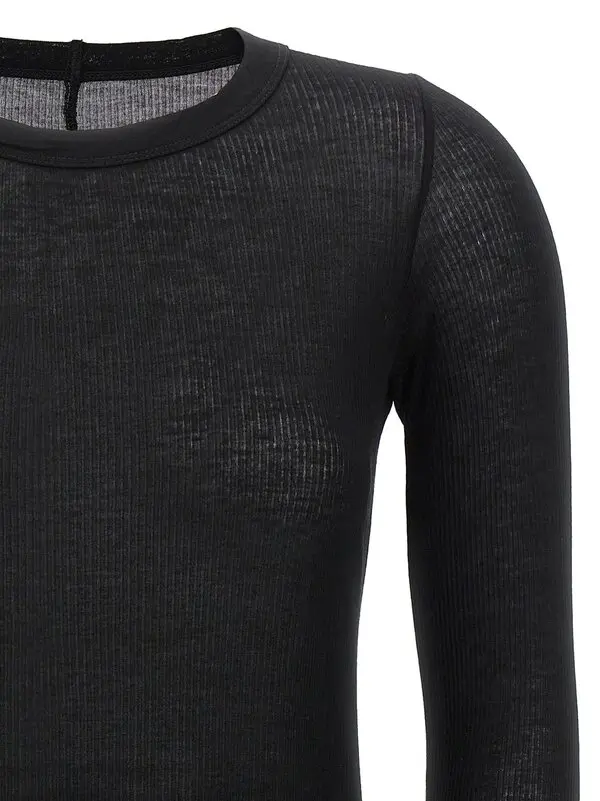 Rick Owens Ribbed Viscose And Silk Blend Long Sleeve T-shirt