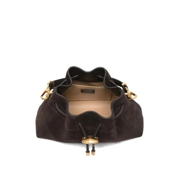 JIMMY CHOO Mini Bucket Bag With Drawstring And Detachable Shoulder Strap - Brown