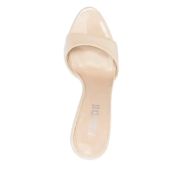 Paris Texas Patent Calf Leather Stiletto Heel Mules - Cream